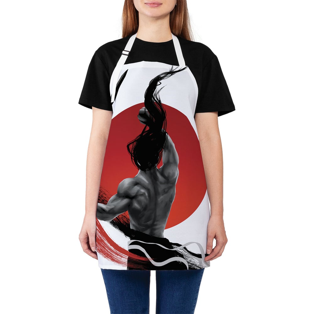 Кухонный фартук JOYARTY Самурай на закате, универсальный размер для женщин и мужчин ap_18269 ...