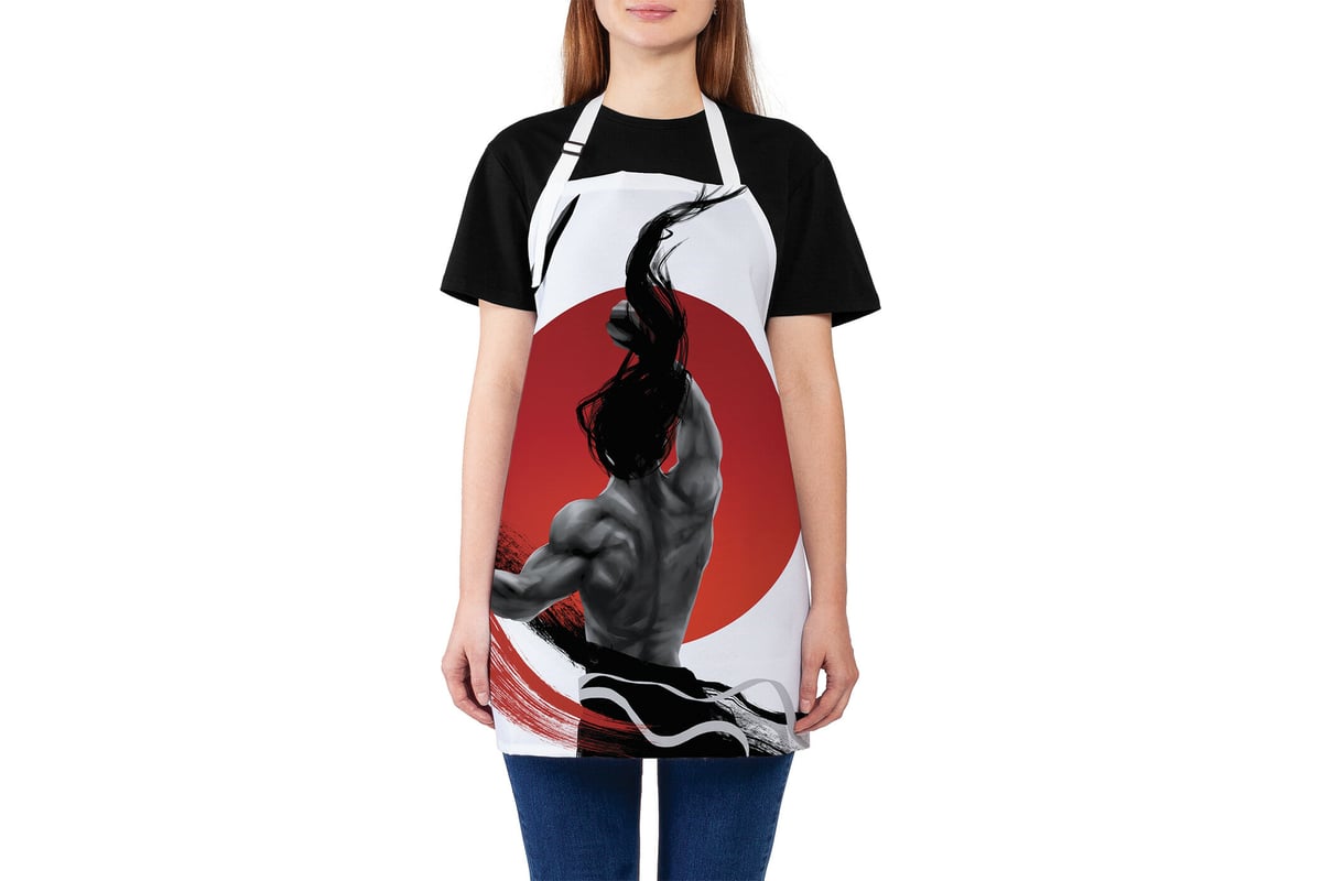Кухонный фартук JOYARTY Самурай на закате, универсальный размер для женщин и мужчин ap_18269 ...