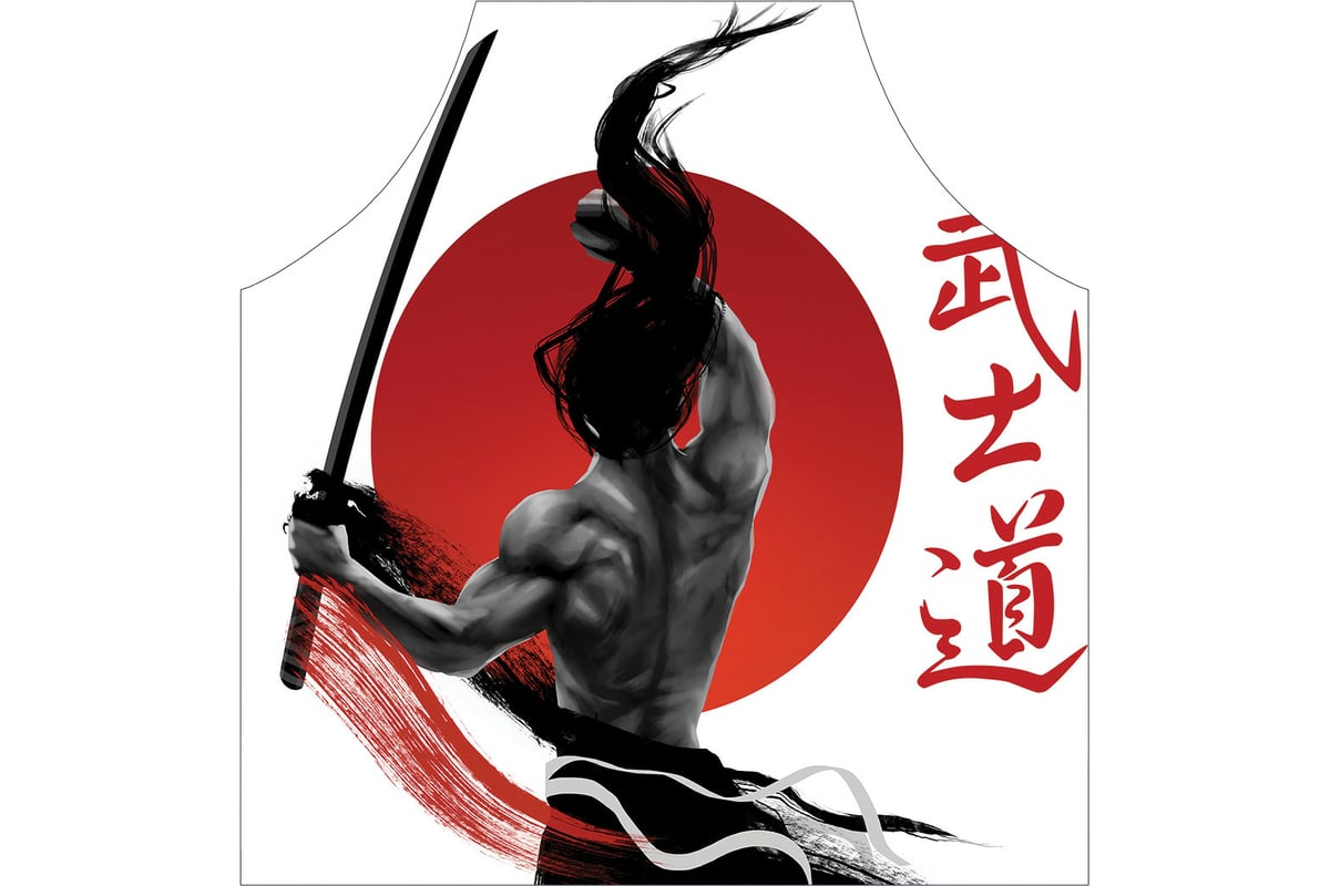 Кухонный фартук JOYARTY Самурай на закате, универсальный размер для женщин и мужчин ap_18269 ...