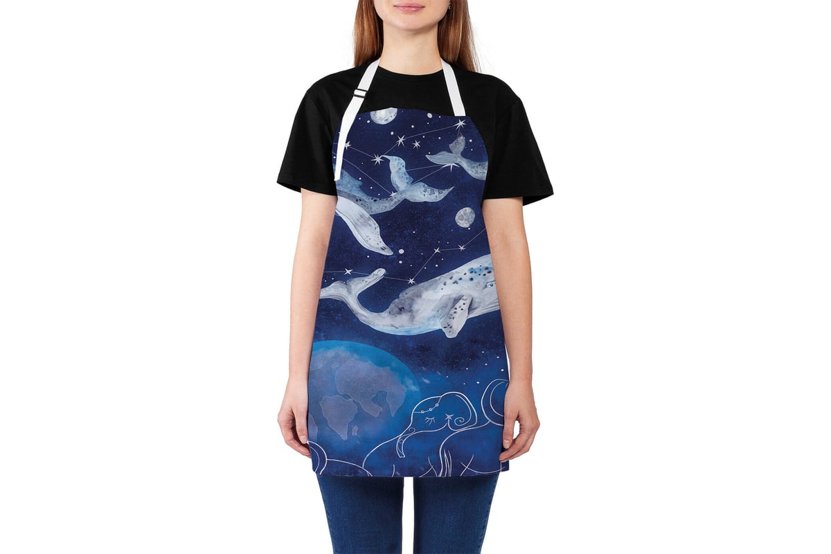 Кухонный фартук JOYARTY Космические киты, универсальный размер для женщин и мужчин ap_18695 ...