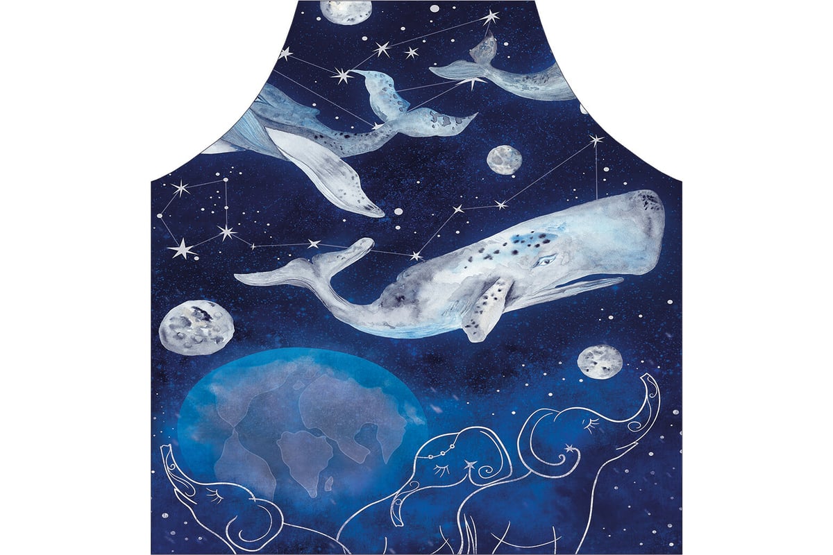 Кухонный фартук JOYARTY Космические киты, универсальный размер для женщин и мужчин ap_18695 ...