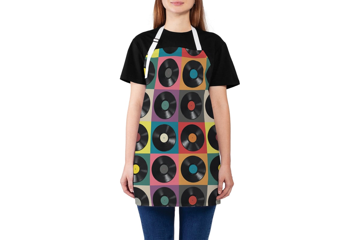Кухонный фартук JOYARTY Виниловые пластинки, универсальный размер для женщин и мужчин ap_340896 ...