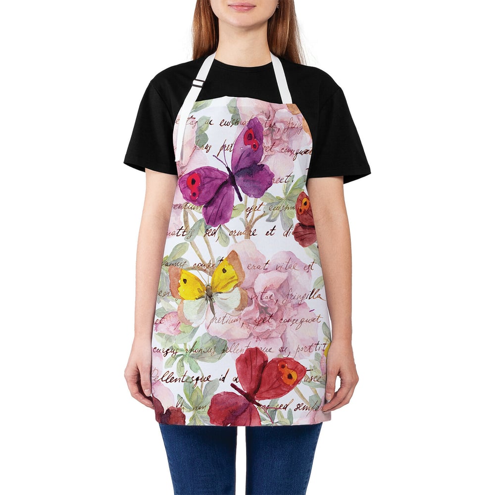 Кухонный фартук JOYARTY Письмо в бабочках, универсальный размер для женщин и мужчин ap_11030 ...