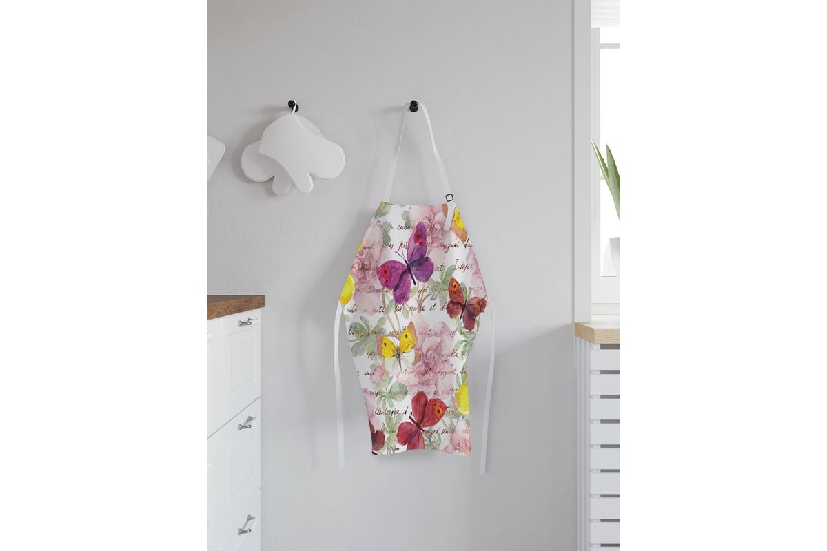 Кухонный фартук JOYARTY Письмо в бабочках, универсальный размер для женщин и мужчин ap_11030 ...