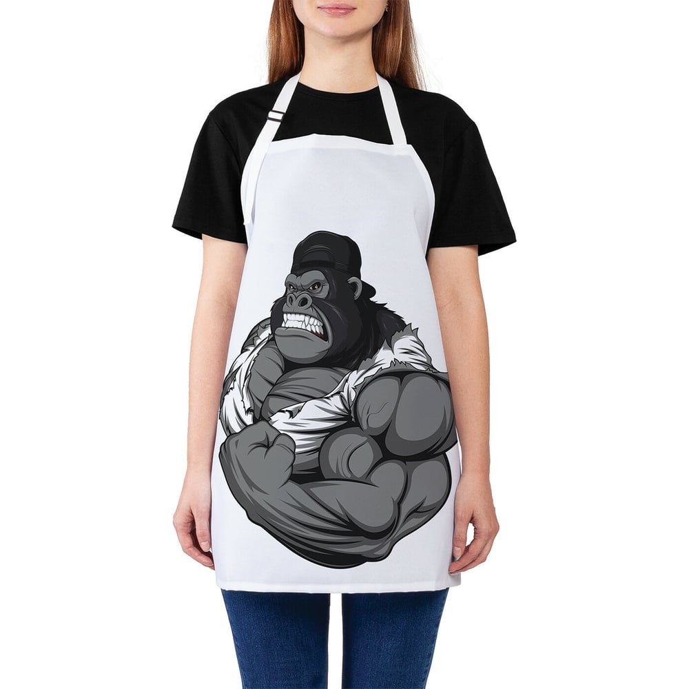 Кухонный фартук JOYARTY Могучая горилла, универсальный размер для женщин и мужчин ap_15526 ...