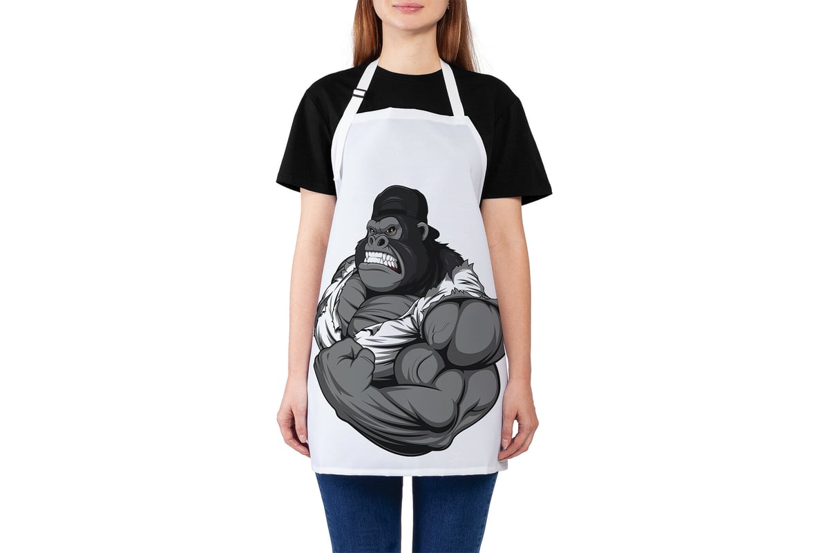 Кухонный фартук JOYARTY Могучая горилла, универсальный размер для женщин и мужчин ap_15526 ...