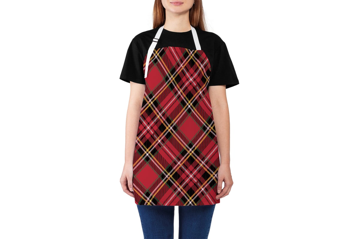 Кухонный фартук JOYARTY Красная классическая клетка, универсальный размер для женщин и мужчин ap ...