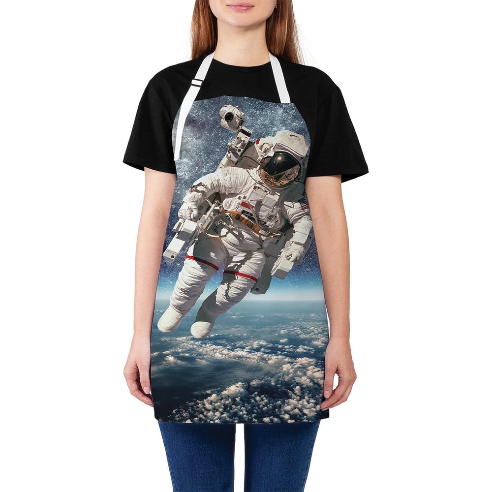 Кухонный фартук JOYARTY Космонавт над землей, универсальный размер для женщин и мужчин ap_25085 ...