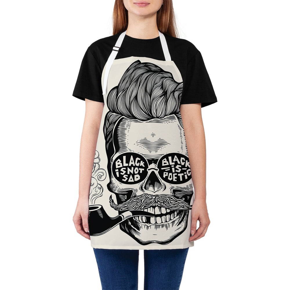 Кухонный фартук JOYARTY Курящий череп с усами, универсальный размер для женщин и мужчин ap_40067 ...