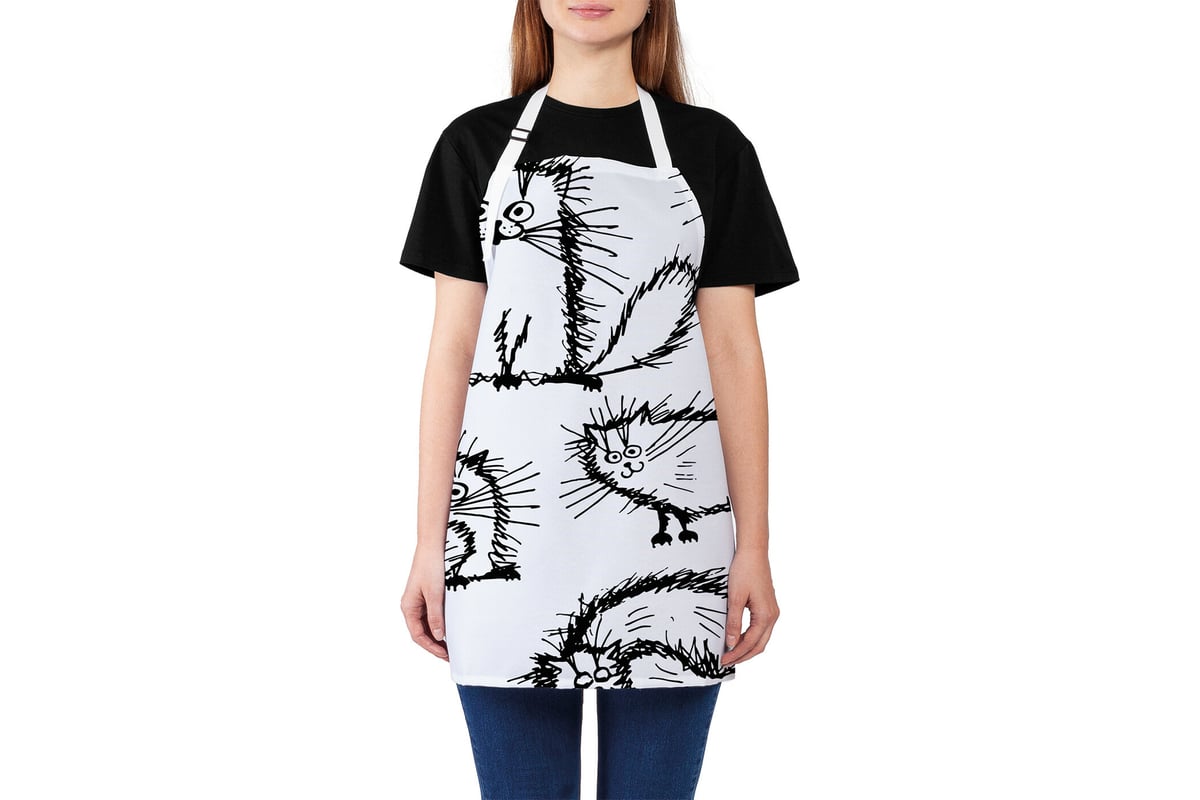 Кухонный фартук JOYARTY Взъерошенный кот, универсальный размер для женщин и мужчин ap_18522 ...