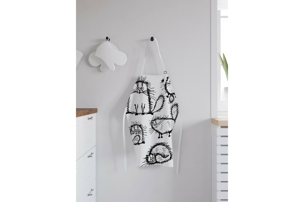 Кухонный фартук JOYARTY Взъерошенный кот, универсальный размер для женщин и мужчин ap_18522 ...