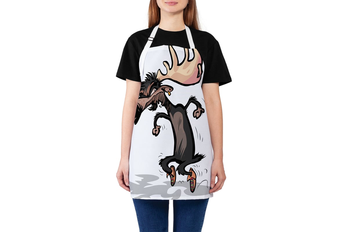 Кухонный фартук JOYARTY Хитрый лось, универсальный размер для женщин и мужчин ap_23352 ...