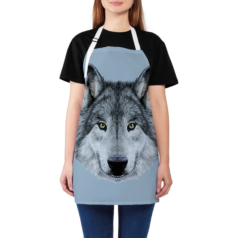 Кухонный фартук JOYARTY Волчий взгляд, универсальный размер для женщин и мужчин ap_48451 ...