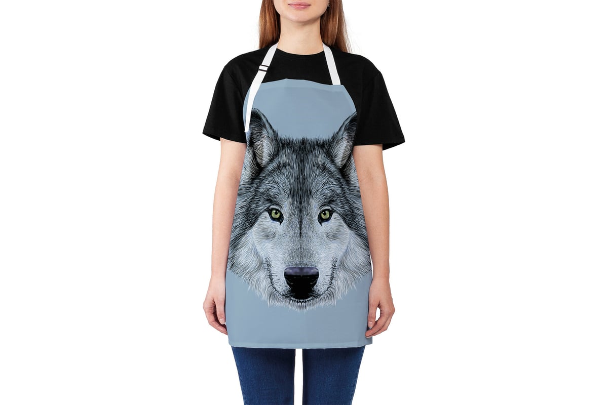 Кухонный фартук JOYARTY Волчий взгляд, универсальный размер для женщин и мужчин ap_48451 ...