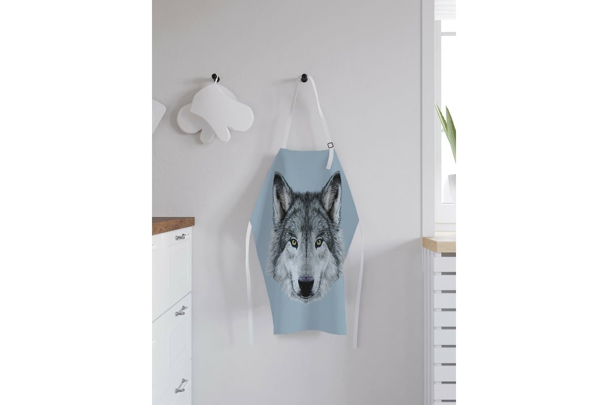 Кухонный фартук JOYARTY Волчий взгляд, универсальный размер для женщин и мужчин ap_48451 ...
