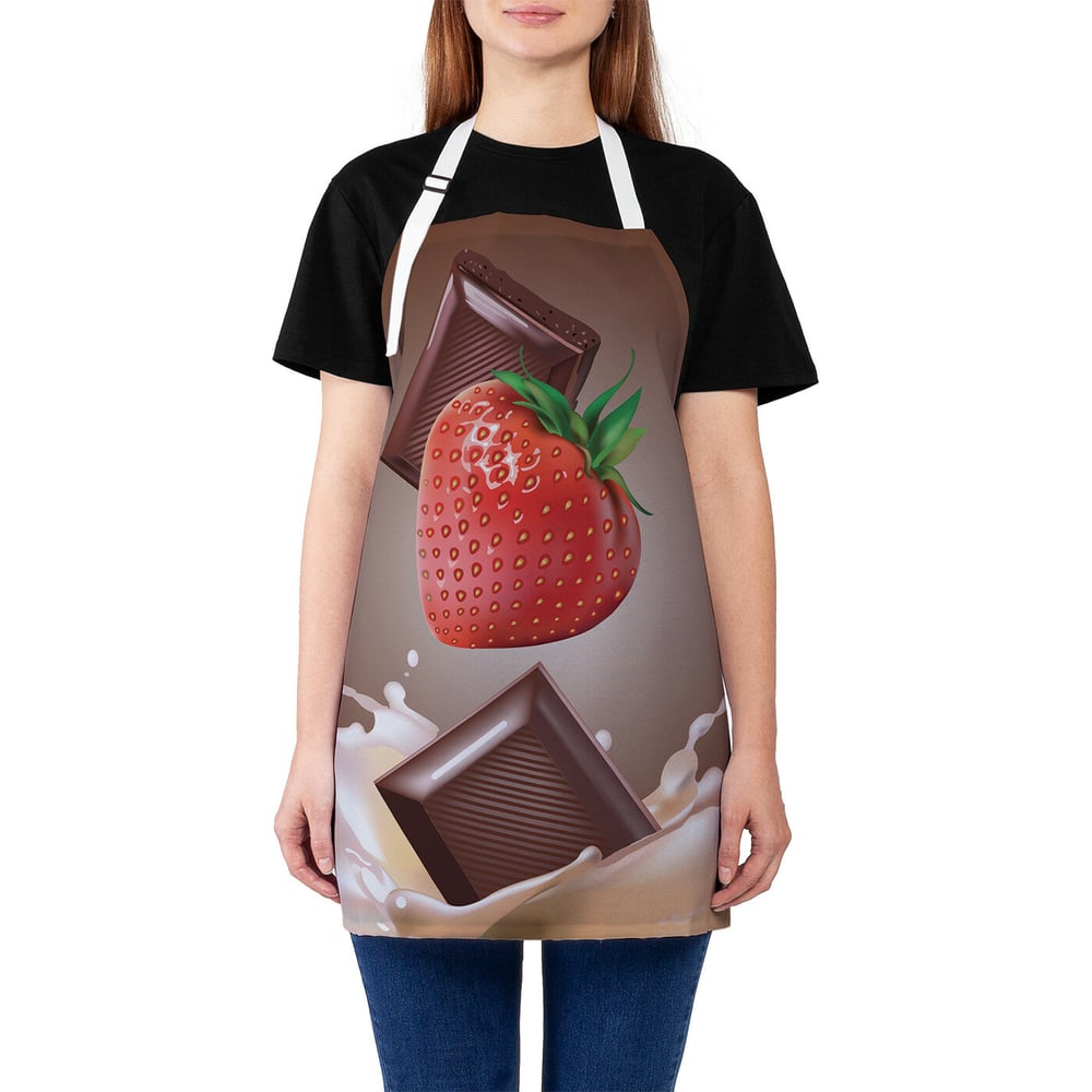 Кухонный фартук JOYARTY Шоколад с клубникой, универсальный размер для женщин и мужчин ap_62303 ...