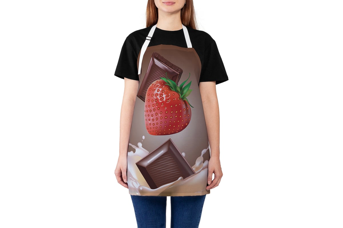 Кухонный фартук JOYARTY Шоколад с клубникой, универсальный размер для женщин и мужчин ap_62303 ...
