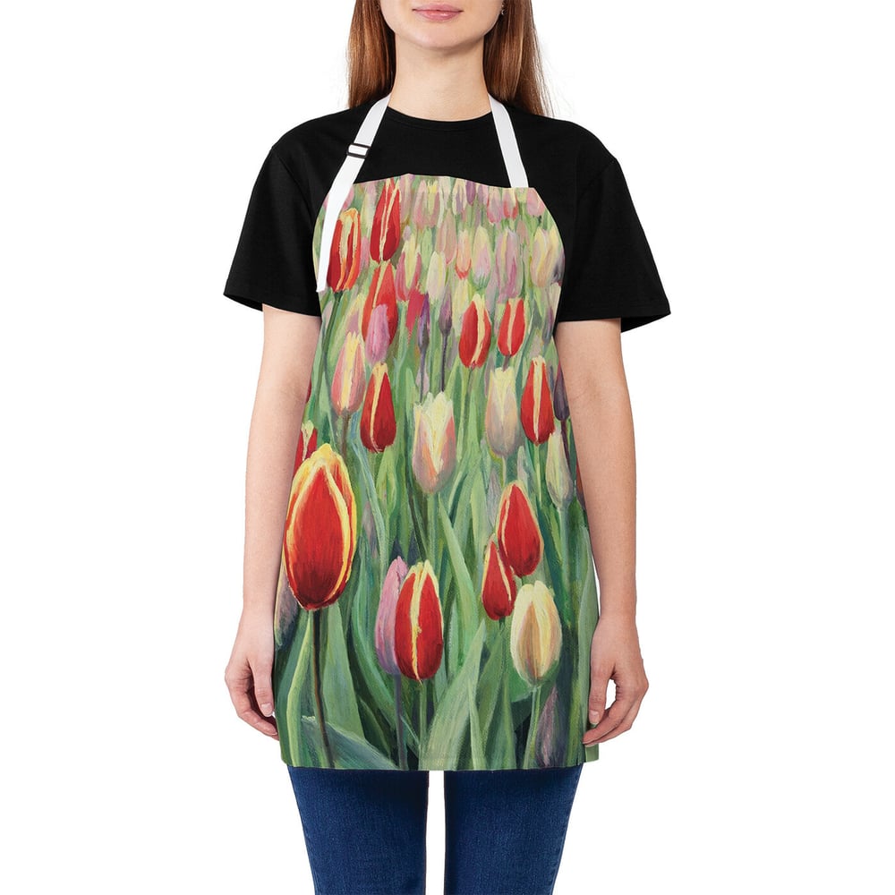 Кухонный фартук JOYARTY Тюльпановый рай, универсальный размер для женщин и мужчин ap_9182 ...