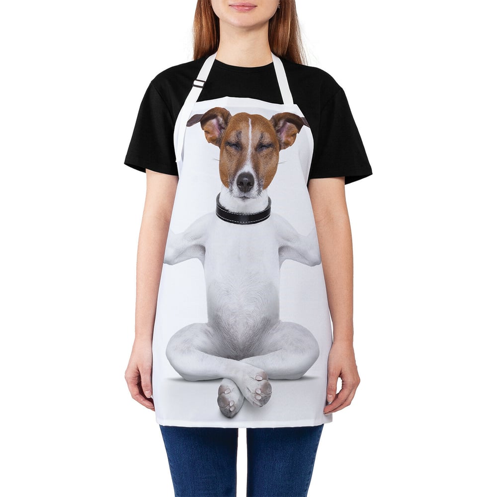 Кухонный фартук JOYARTY Медитирующая собака, универсальный размер для женщин и мужчин ap_10671 ...