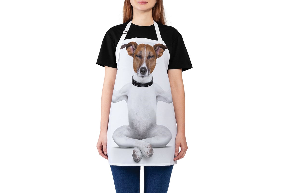 Кухонный фартук JOYARTY Медитирующая собака, универсальный размер для женщин и мужчин ap_10671 ...
