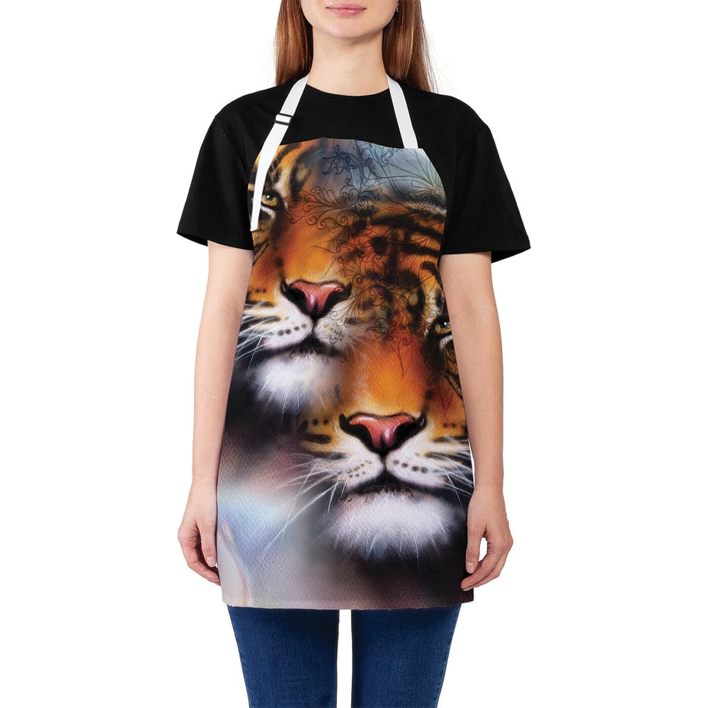 Кухонный фартук JOYARTY Иллюзорные тигры, универсальный размер для женщин и мужчин ap_16492 ...
