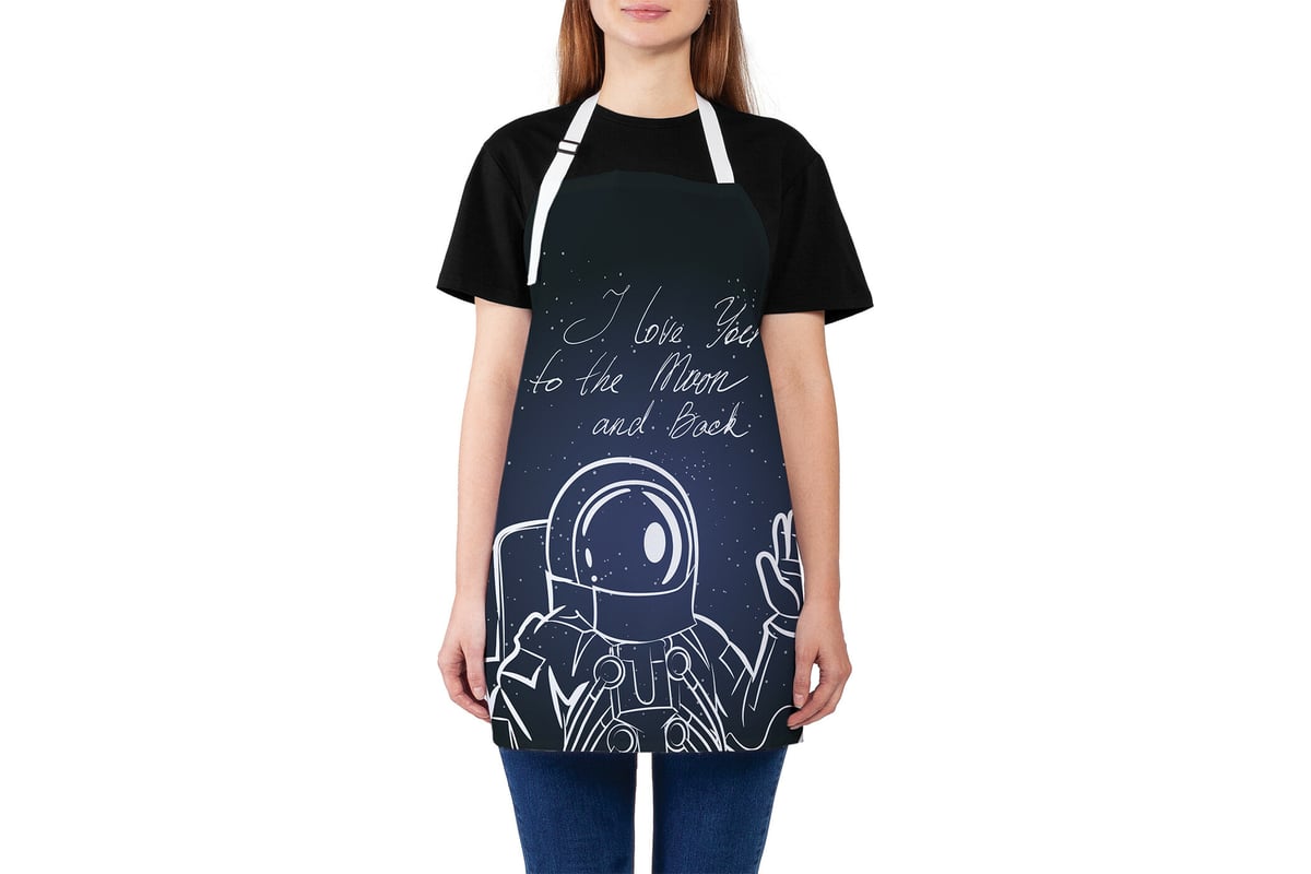Кухонный фартук JOYARTY Любовь космонавта, универсальный размер для женщин и мужчин ap_19924 ...