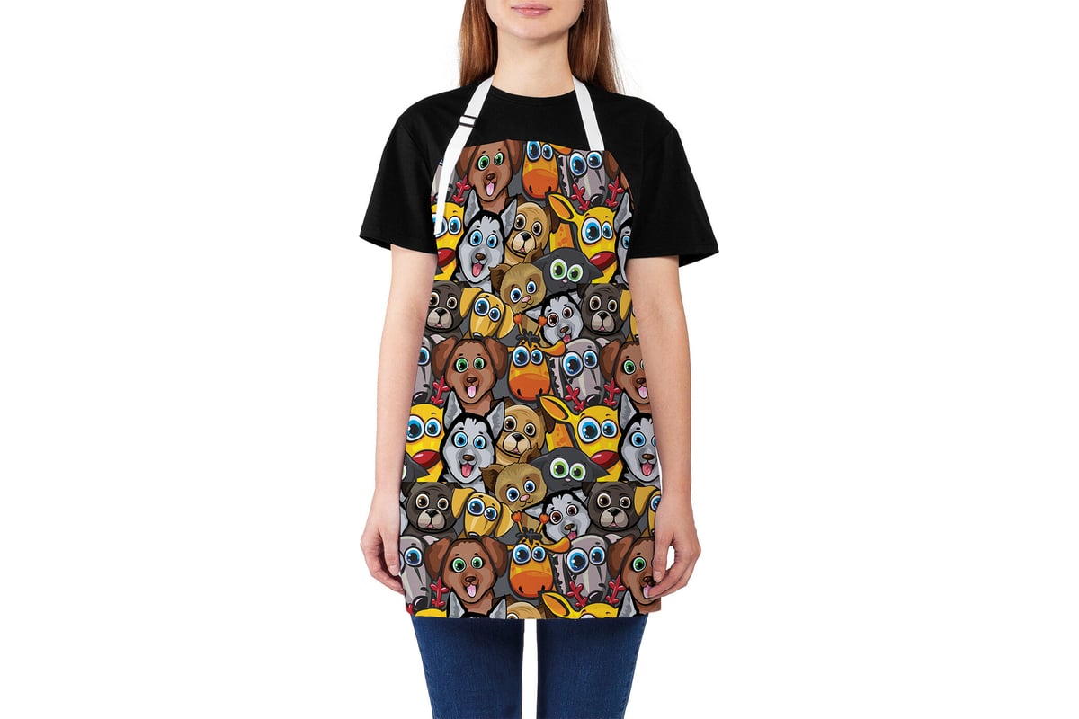 Кухонный фартук JOYARTY собачьи мордашки, универсальный размер для женщин и мужчин ap_50686 ...