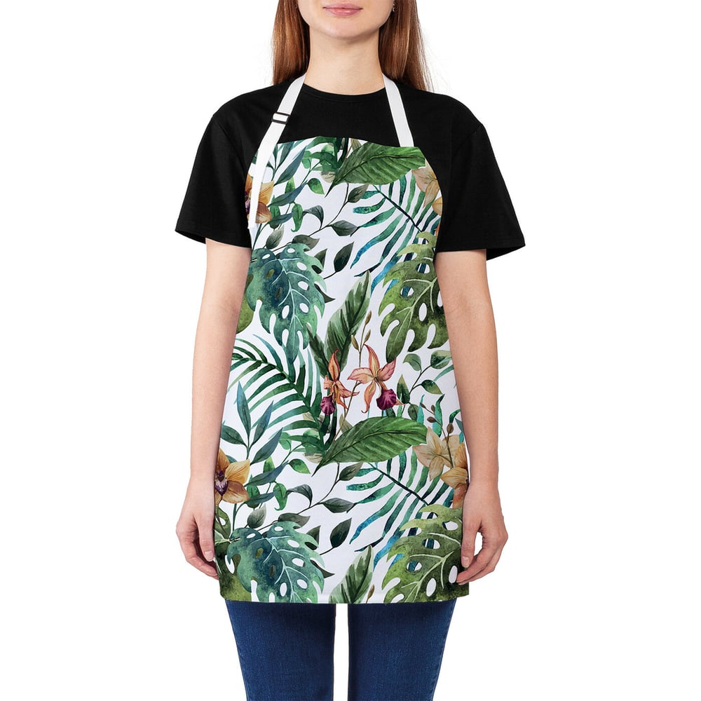 Кухонный фартук JOYARTY Зеленый папоротник, универсальный размер для женщин и мужчин ap_36047 ...