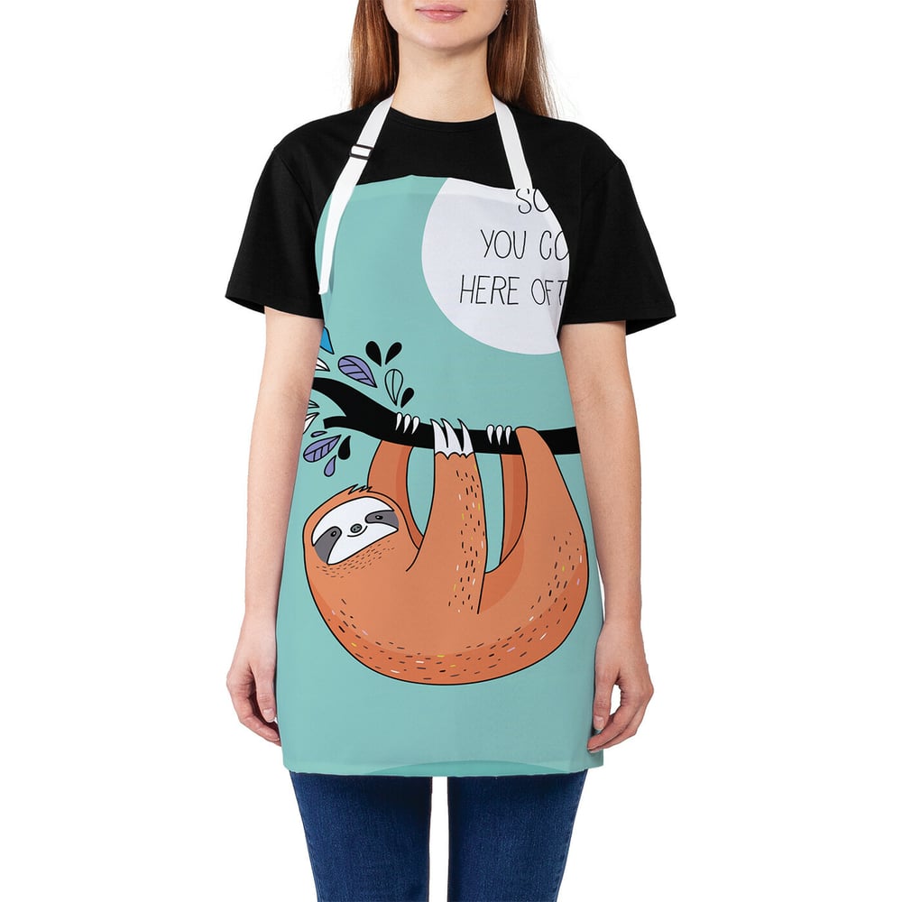 Кухонный фартук JOYARTY Ленивец на ветке, универсальный размер для женщин и мужчин ap_26329 ...