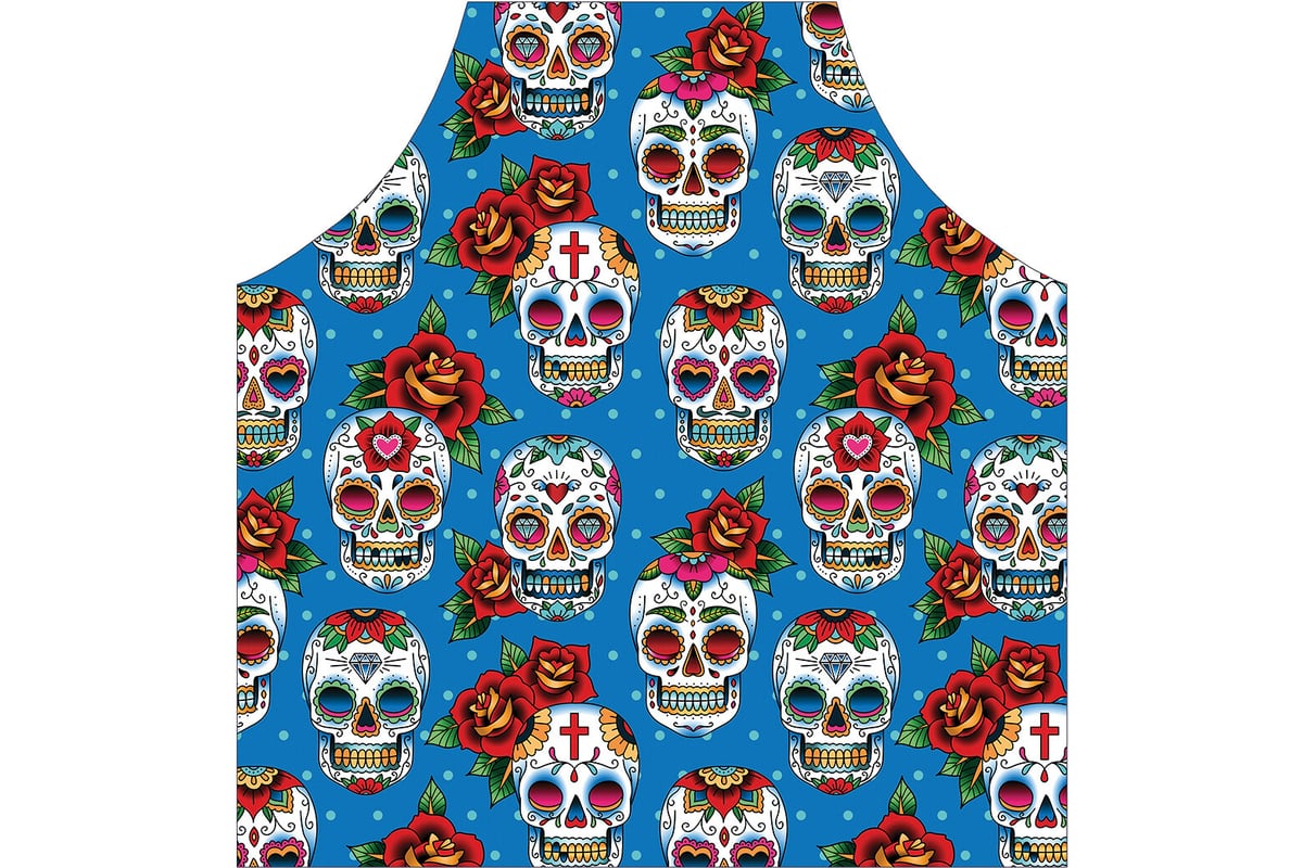 Кухонный фартук JOYARTY Черепа с цветами, универсальный размер для женщин и мужчин ap_35946 ...