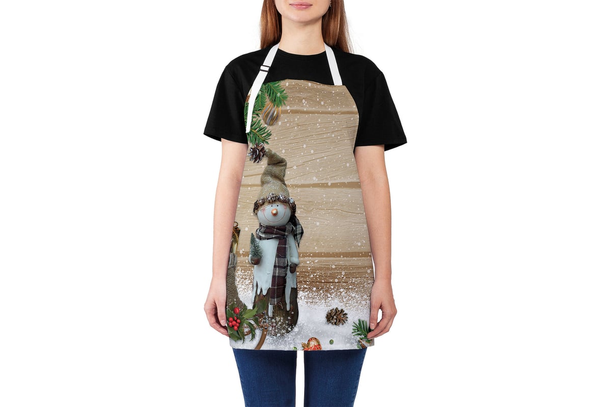 Кухонный фартук JOYARTY Обаятельный снеговик, универсальный размер для женщин и мужчин ap_78666 ...