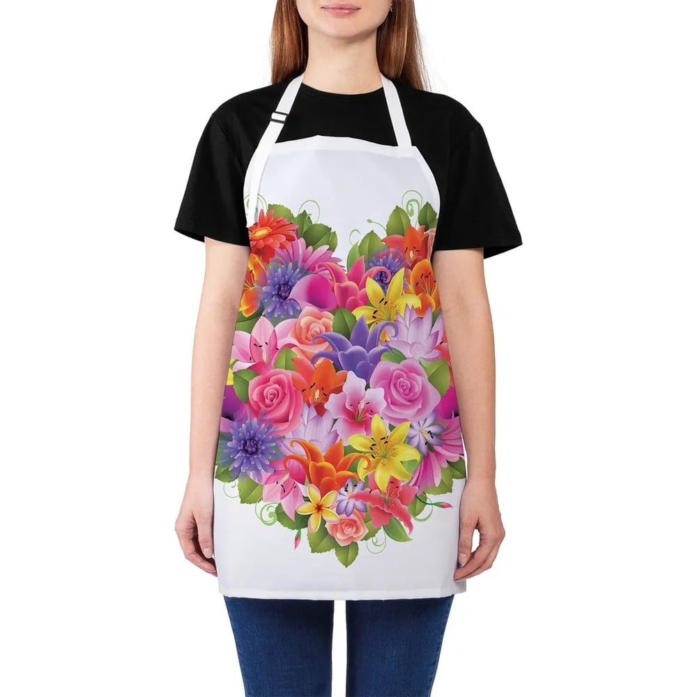 Кухонный фартук JOYARTY Сердце из цветов, универсальный размер для женщин и мужчин ap_422613 ...
