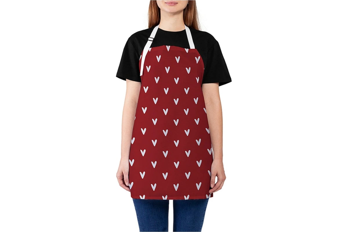 Кухонный фартук JOYARTY Белые сердечки, универсальный размер для женщин и мужчин ap_422652 ...