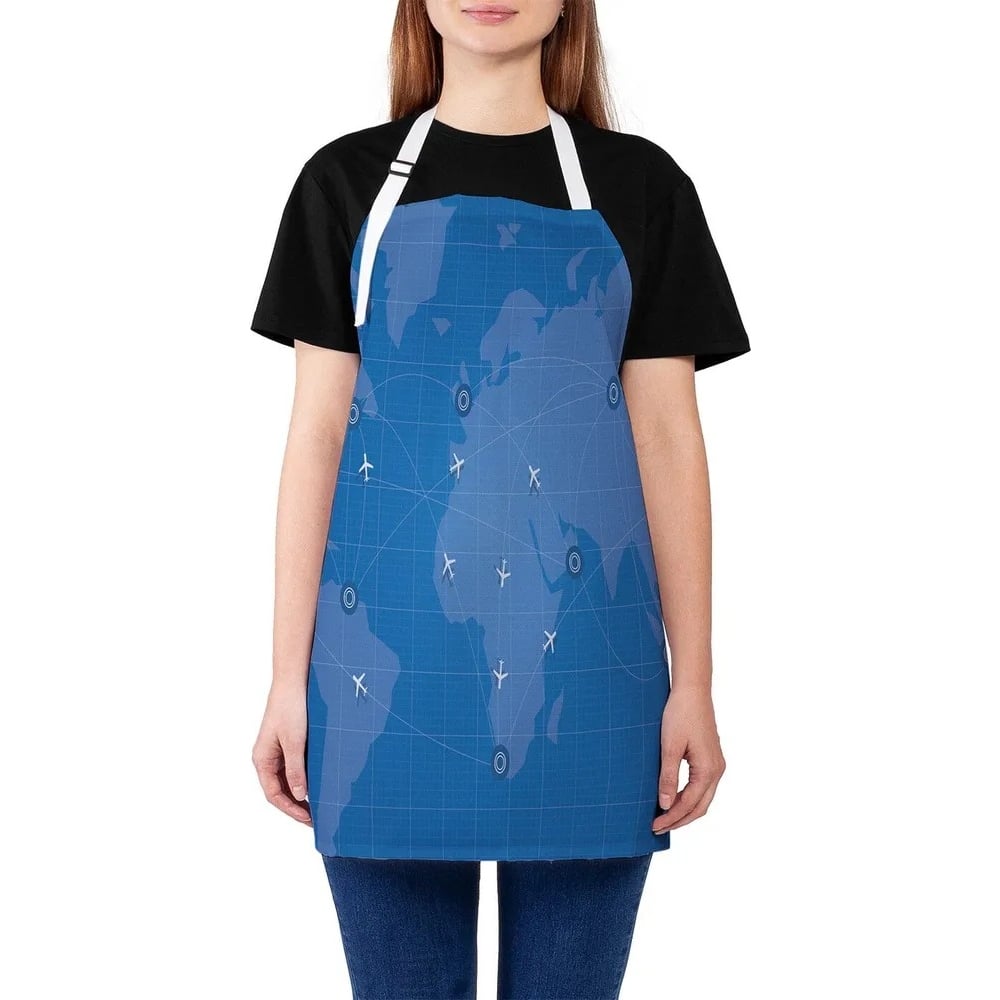 Кухонный фартук JOYARTY Карта полета, универсальный размер для женщин и ...
