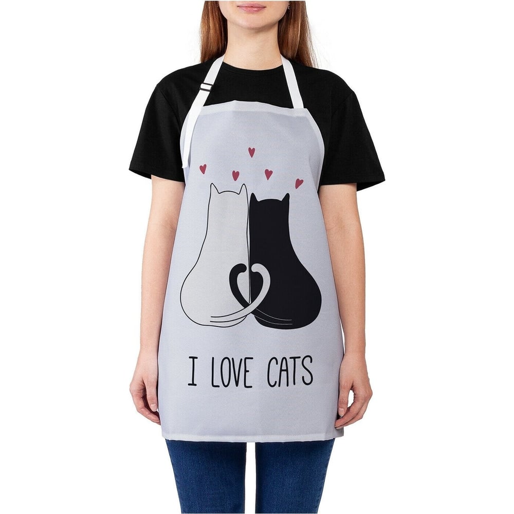 Кухонный фартук JOYARTY Люблю котов, универсальный размер для женщин и мужчин ap_423847 ...