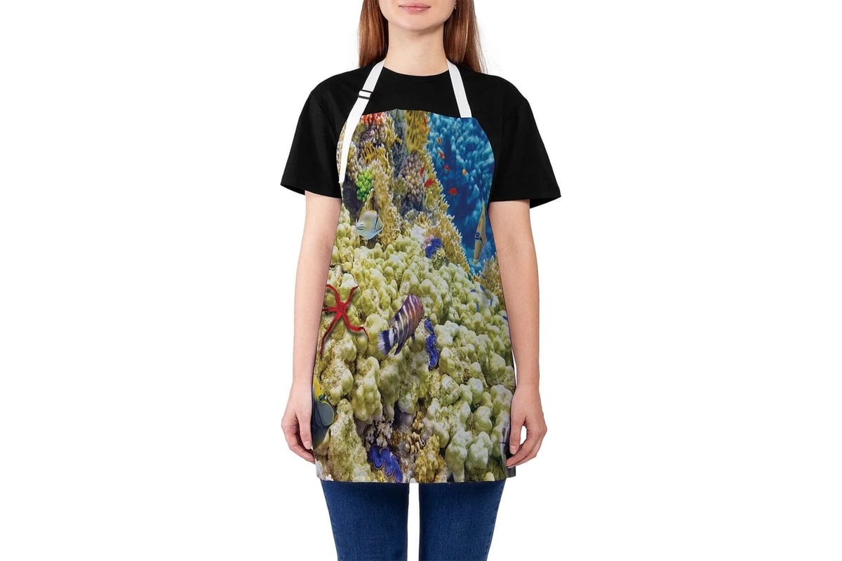 Кухонный фартук JOYARTY Коралловые рифы, универсальный размер для женщин и мужчин ap_423838 ...