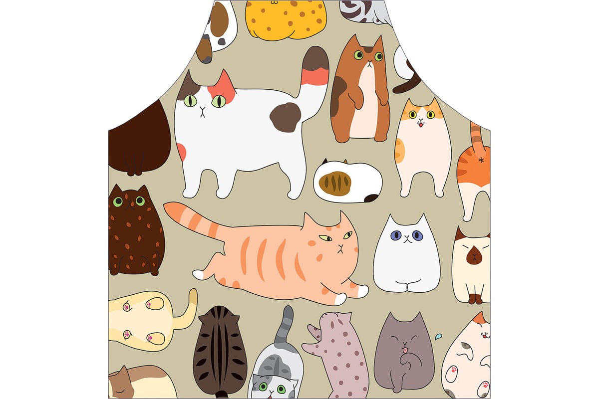 Кухонный фартук JOYARTY Котовечеринка, универсальный размер для женщин и мужчин ap_423828 ...