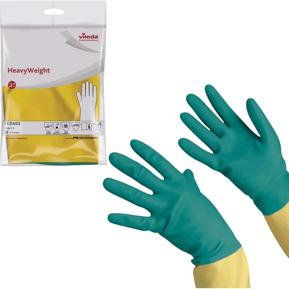 Перчатки VILEDA хоз латекс с х/б напылением, особо прочные, размер M ...