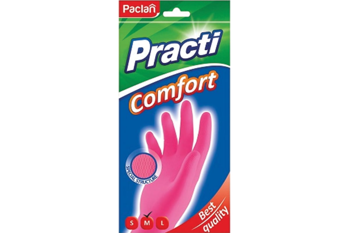 Хозяйственные перчатки PACLAN Practi Comfort латекс, хб напыление ...