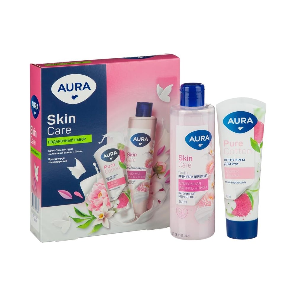 Подарочный набор AURA skin care крем-гель для душа 250 мл, крем для рук ...