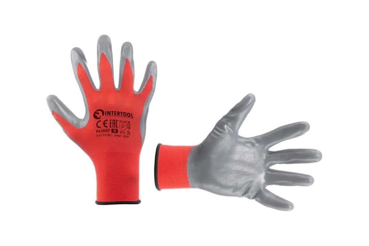 Вязанная синтетическая перчатка INTERTOOL, красная, размер 10 SP-0124 - выгодная цена, отзывы ...