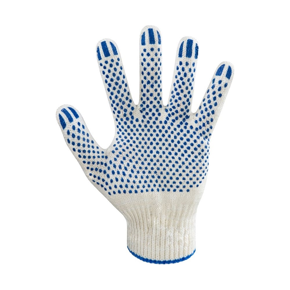 Рабочие перчатки BIO-TEXTILES, белые, хб с ПВХ, 10 класс, 4 нити ...