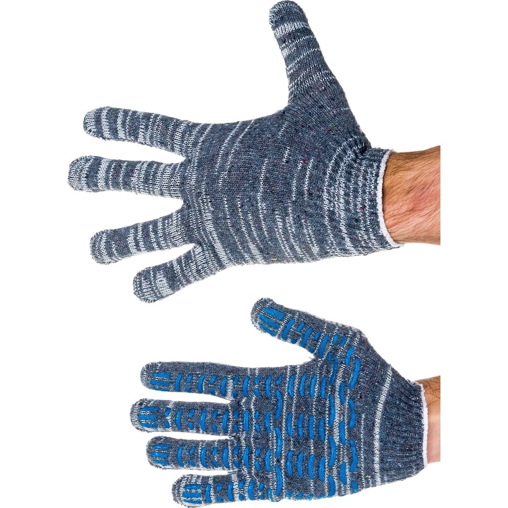 Перчатки с ПВХ РемоКолор Трек, 13 класс вязки, 6-ти нитка, меланж, 24-2 ...