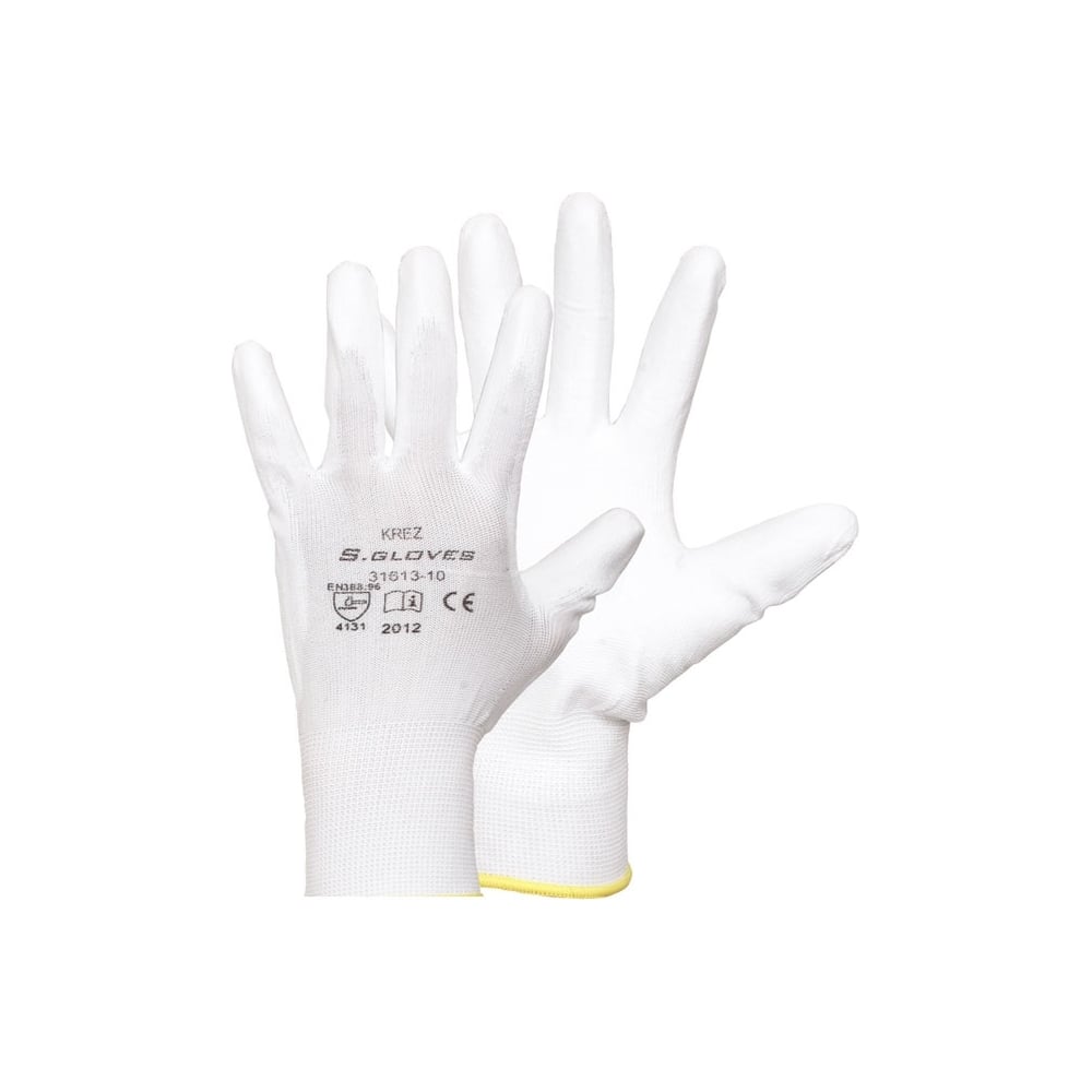 Нейлоновые перчатки с полиуретановым покрытием S.GLOVES KREZ белые, 11 ...