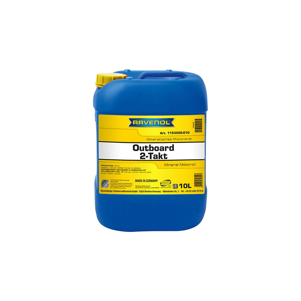 Моторное масло RAVENOL для 2Т лодочных моторов Outboard 2T Mineral, 10л ...