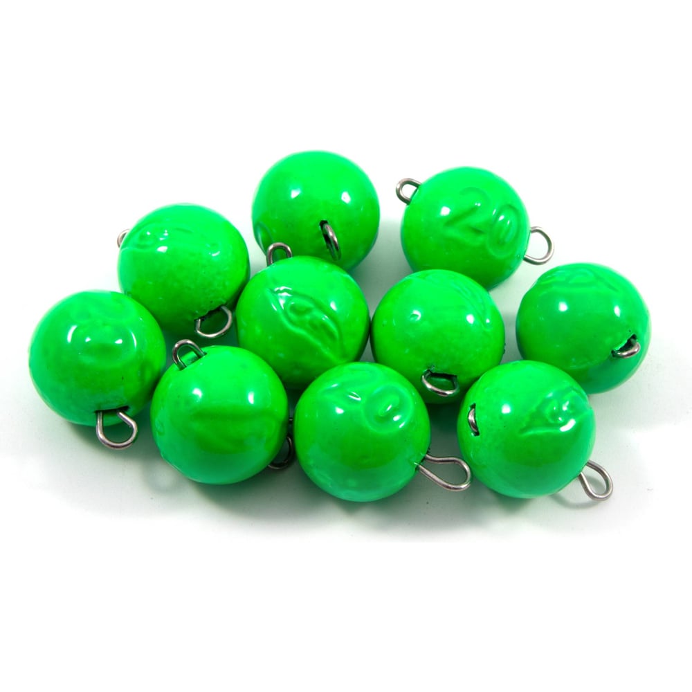 Груз чебурашка окрашенный разборный Yaman 10 шт, 20 г, зеленый Я-ГЧОР ...