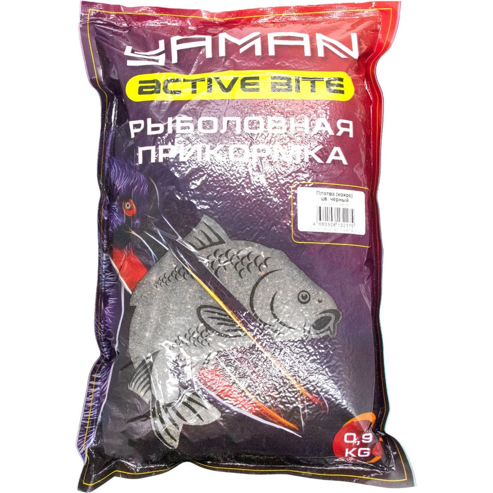 Прикормка Yaman Active Bite Плотва (кокос), чёрный, 900 г Y-AB-15 ...