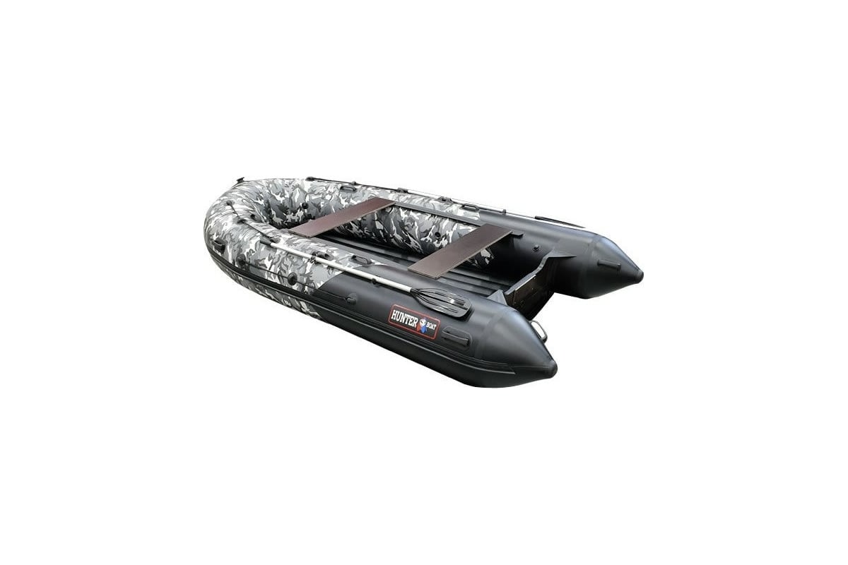 Лодка Hunterboat Хантер 380 ПРО, серый камуфляж/черный 4627110221994 ...