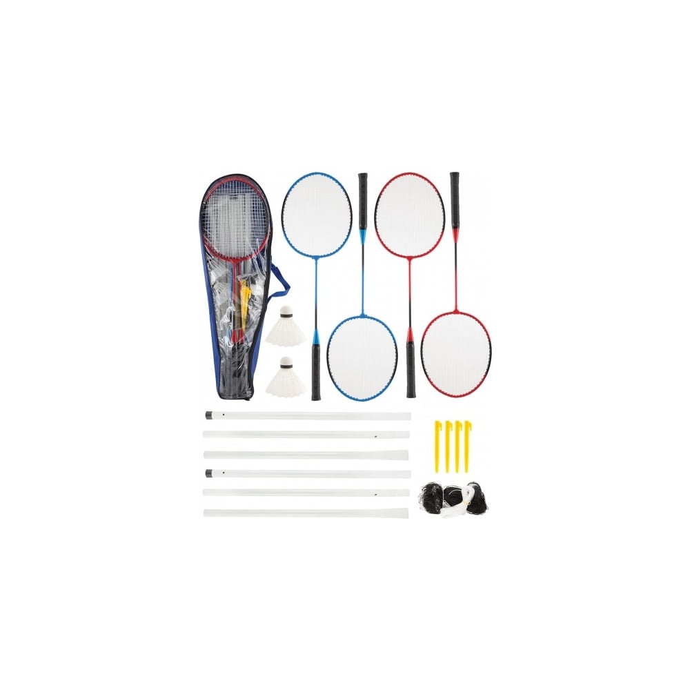 Набор для игры в бадминтон Ecos BdSet-02 4 ракетки + 2 волана + сетка ...
