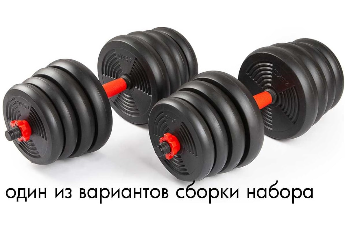 Набор гантелей со штангой и гирями Calviano 6 в 1 trex sport, 30 кг ...